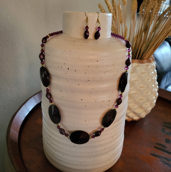 Jewelry | 325 Purple Gold Beaded Necklace | Poshmark